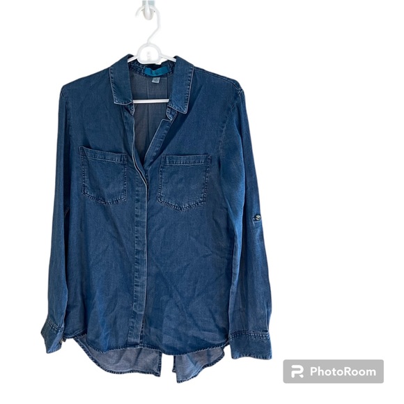buttons | Tops | Buttons Womens Size S Oversized Blue Jean Button Down ...